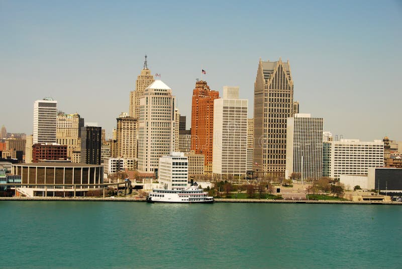 Detroit skyline in daytime stock photo. Image of exterior - 2338860