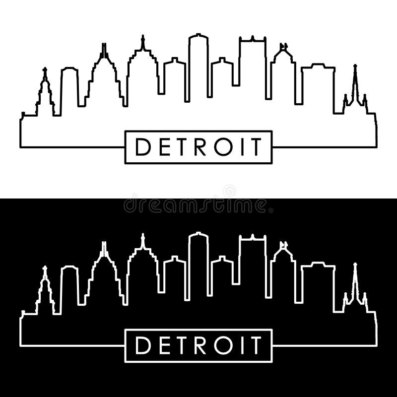 Detroit skyline silhouette stock vector. Illustration of black - 79608513