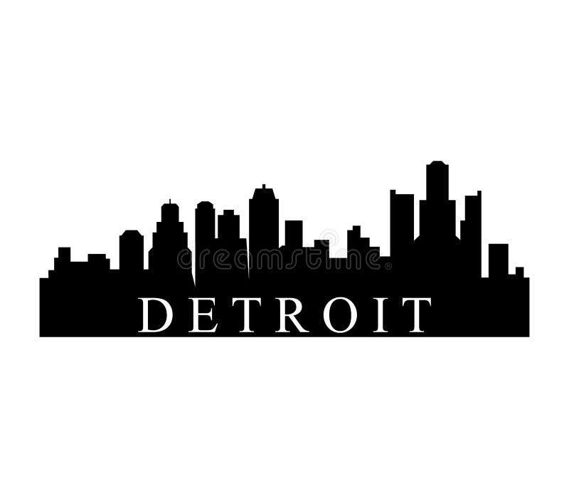 Detroit Michigan City Skyline Silhouette Stock Vector - Illustration of ...