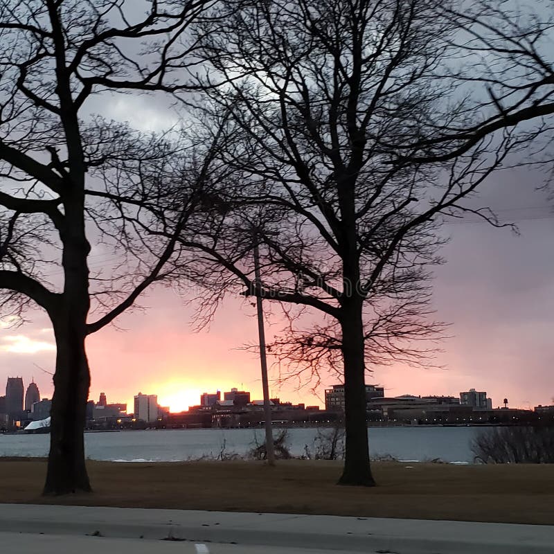 Detroit Sunset stock photo. Image of kickinitwithdom - 142422506