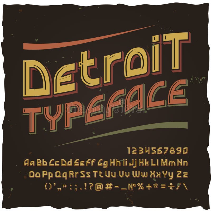 Detroit. Vector Vintage Typeface. Stock Vector - Illustration of modern ...