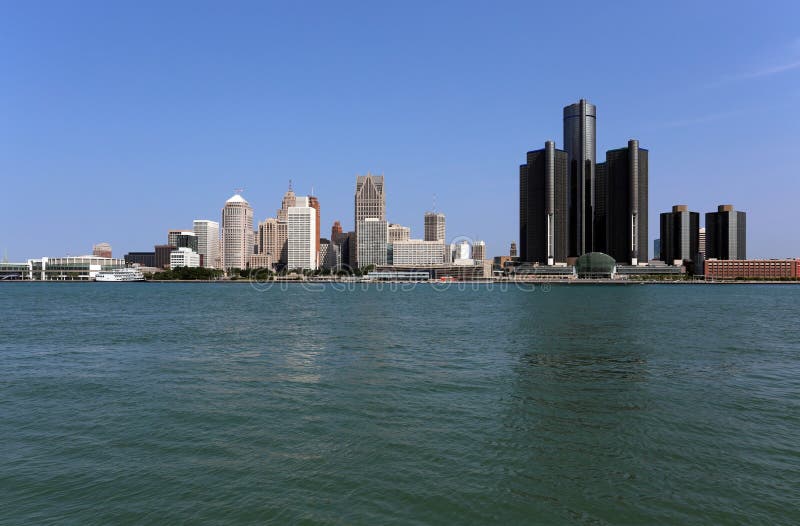 Detroit stock image. Image of river, cityscape, skyline - 81411743
