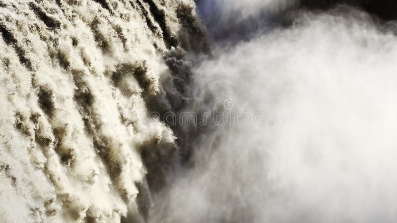 Dettifoss Waterfall Powerfully Hitting Ground Creating a Great Spray of ...