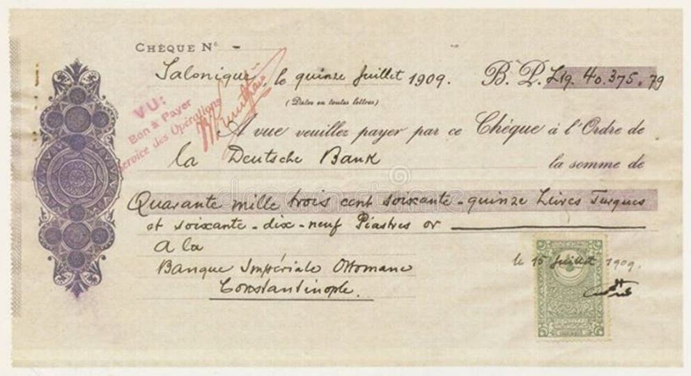 Deutsche Bank Cheque stock photo. Image of text, document - 222328000