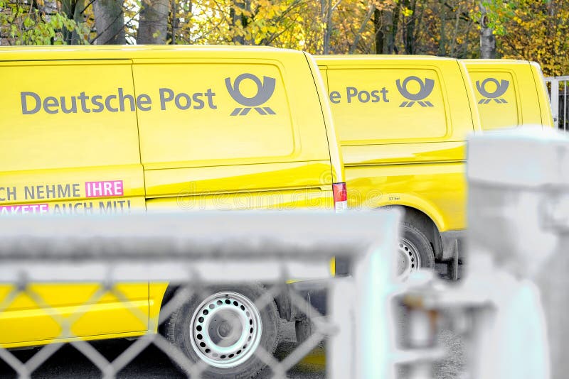Deutsche Post cars editorial stock image. Image of copyspace - 46602494