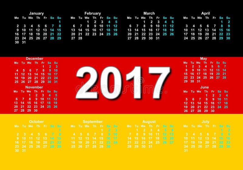 Deutscher Kalender stock abbildung. Illustration von monat - 73869527