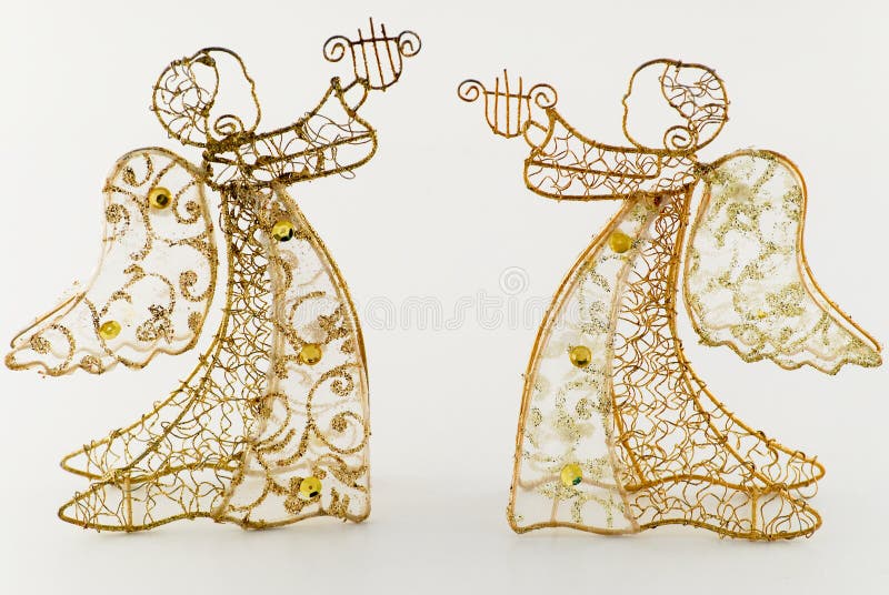 Deux Anges D'or Avec L'harpe Photo stock - Image du anges, bible: 3837784