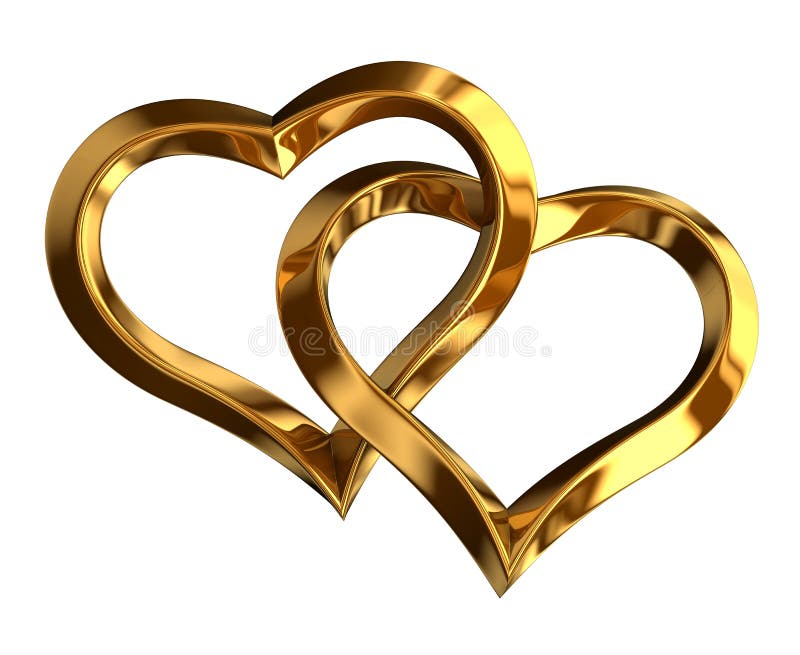 Deux coeurs d'or illustration stock. Illustration du décoration - 2188637