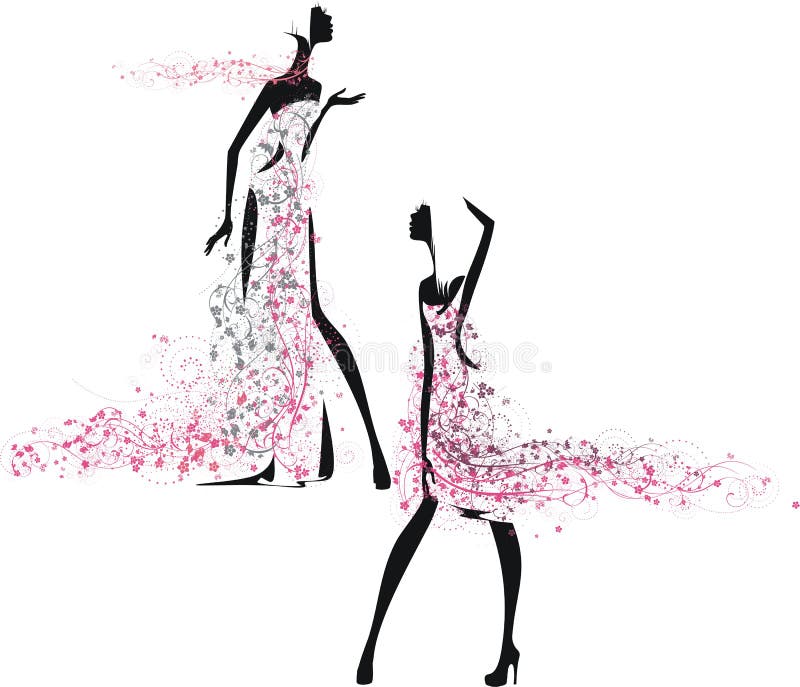 Deux Filles Dans Des Robes D'été Illustration de Vecteur - Illustration ...