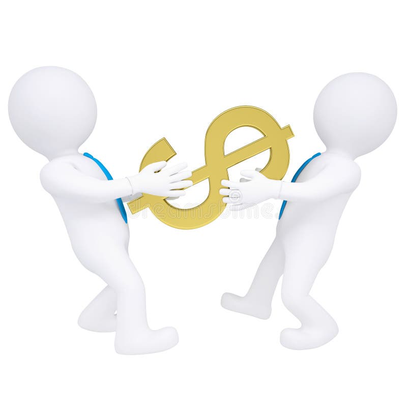 Deux Gens 3d Partagent L'argent Illustration Stock - Illustration du ...