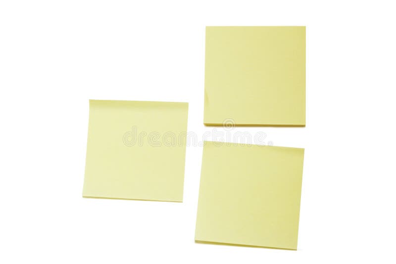 Deux Notes De Post-it Jaunes En Blanc Et Une Pile Photo stock - Image ...
