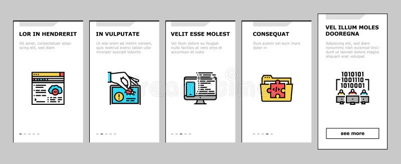 Dev Code Occupation Onboarding Icons Set Vector Stock Vector - Illustration of concept, fixing ...