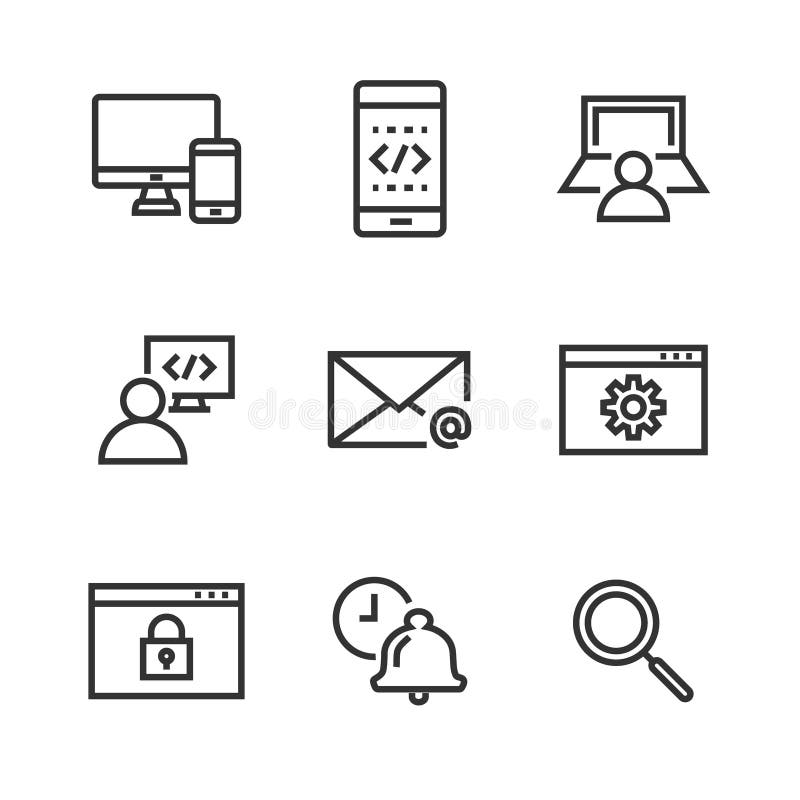 Dev line icon stock illustration. Illustration of responsive - 104201473