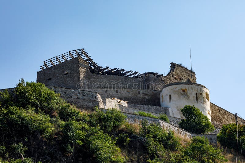 Deva Castle in Romania stock image. Image of fortification - 229549591