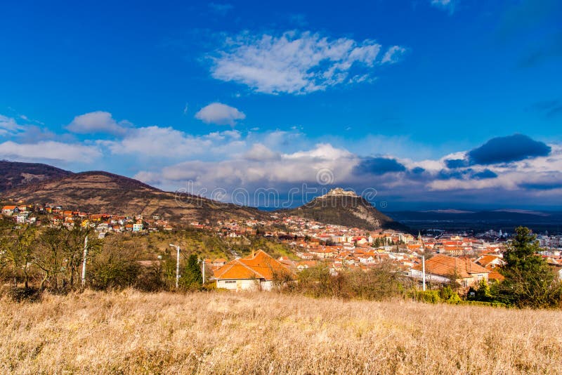 Deva city panorama,Romania stock image. Image of city - 85089681
