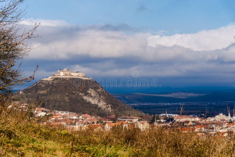 Deva city panorama,Romania stock image. Image of tree - 85092379