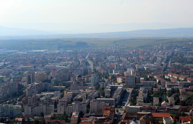 Deva city, Romania stock image. Image of aerial, horizon - 124624629