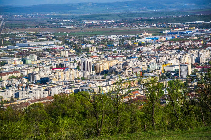 Deva City View from on the Top of Hill , Romania Stock Image - Image of ...