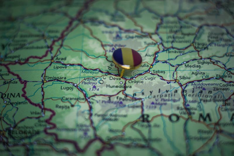 Deva Pinned on a Map with the Flag of Romania Stock Photo - Image of ...