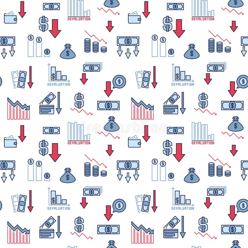 Devaluation and Financial Crisis Concept Vector Seamless Pattern Stock ...