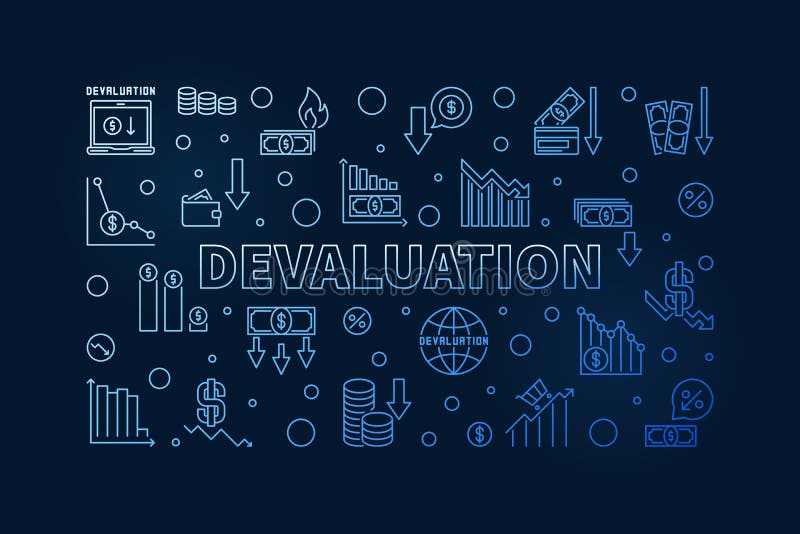 Devaluation Horizontal Blue Banner - Currency Depreciation Linear ...