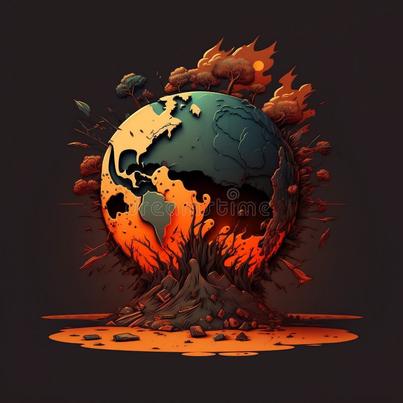 A Devastated and Broken Planet Earth Stock Illustration - Illustration ...
