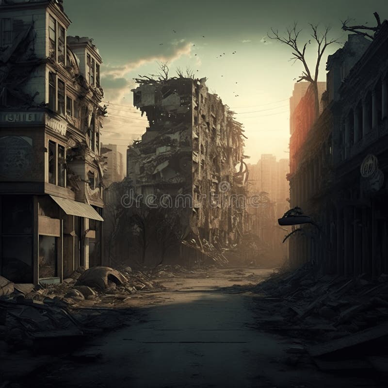 Devastated City in the Aftermath of an Earthquake Stock Illustration ...