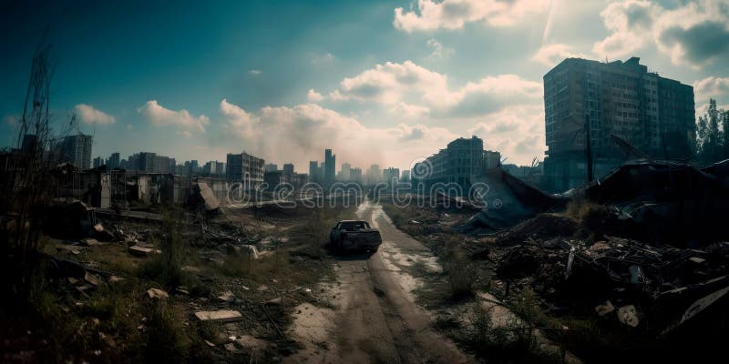 Devastated Cityscape: the Aftermath of War Generative AI Stock ...