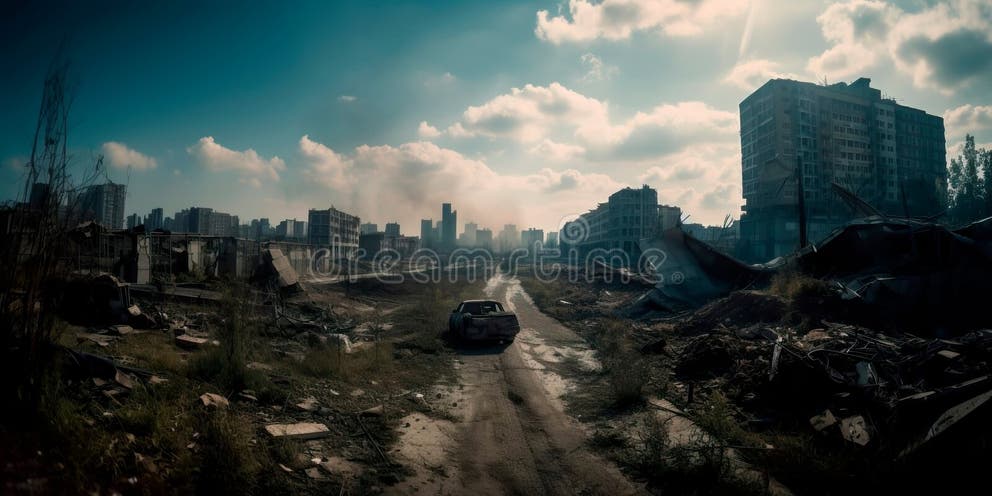 Devastated Cityscape: the Aftermath of War Generative AI Stock ...