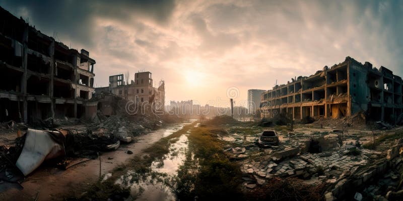 Devastated Cityscape: the Aftermath of War Generative AI Stock ...