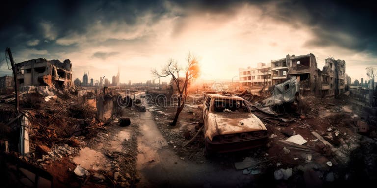 Devastated Cityscape: the Aftermath of War Generative AI Stock ...