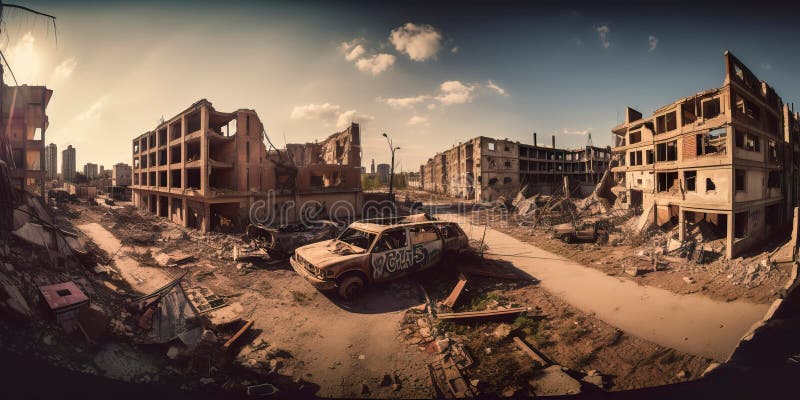 Devastated Cityscape: the Aftermath of War Generative AI Stock ...