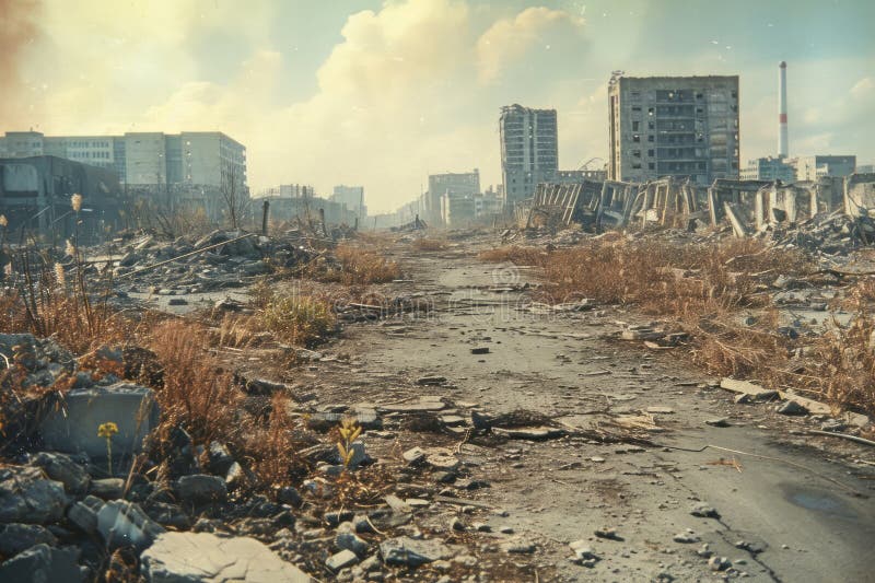 Devastated Remains after Nuclear Blast AI Generated Stock Illustration ...