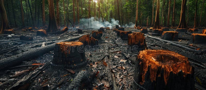 Devastated Teak Forest after Severe Fire Stock Image - Image of ...