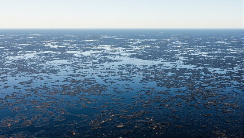 Devastating Aerial View of Massive Ocean Oil Spill Stock Illustration ...