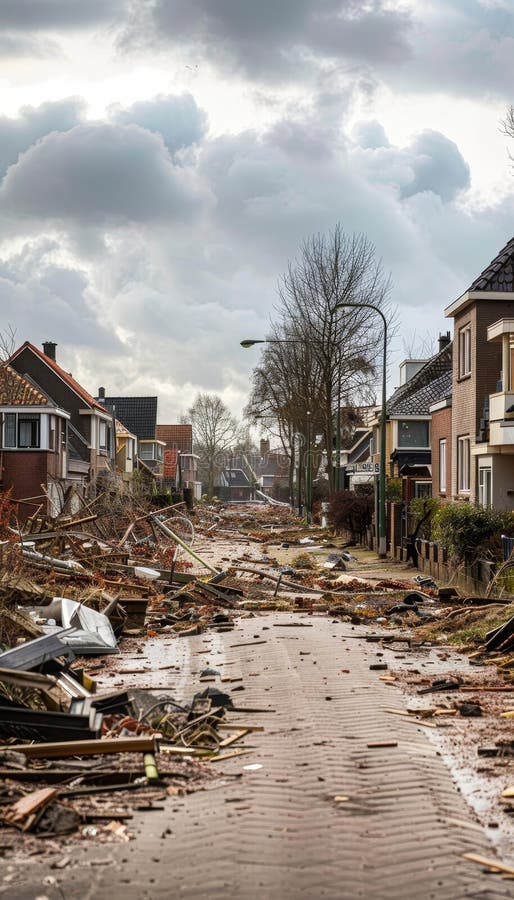 Devastating Aftermath of Destruction in a Suburban Dutch Street with ...