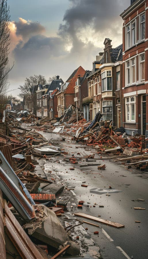 Devastating Aftermath a Realistic View of a Suburban Street in the ...