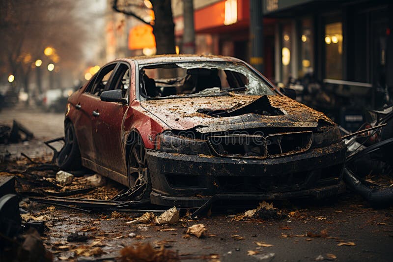 Devastating Car Crash, Showcasing the Wreckage and Chaos. Ai Generated ...