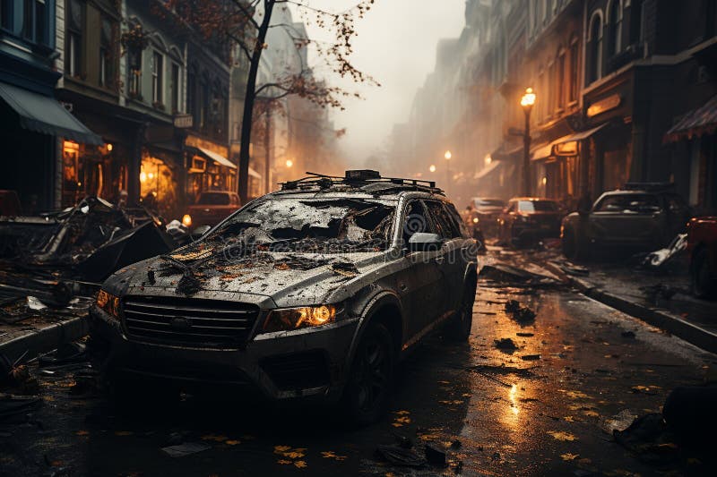 Devastating Car Crash, Showcasing the Wreckage and Chaos. Ai Generated ...