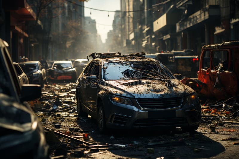 Devastating Car Crash, Showcasing the Wreckage and Chaos. Ai Generated ...