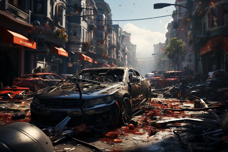Devastating Car Crash, Showcasing the Wreckage and Chaos. Ai Generated ...