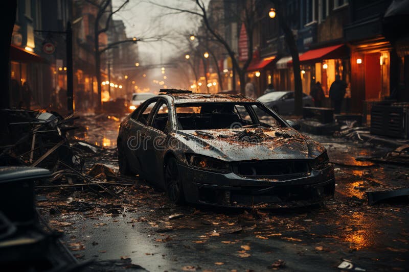 Devastating Car Crash, Showcasing the Wreckage and Chaos. Ai Generated ...