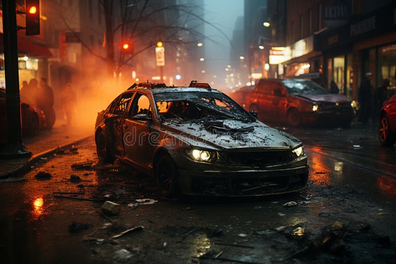 Devastating Car Crash, Showcasing the Wreckage and Chaos. Ai Generated ...