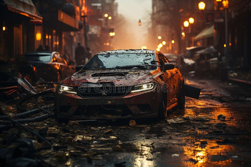 Devastating Car Crash, Showcasing the Wreckage and Chaos. Ai Generated ...