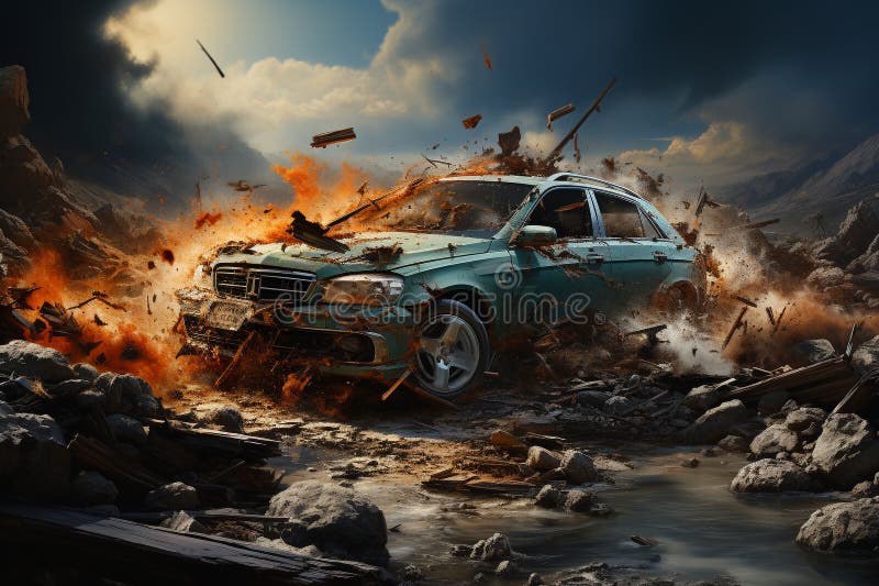 Devastating Car Crash, Showcasing the Wreckage and Chaos. Ai Generated ...