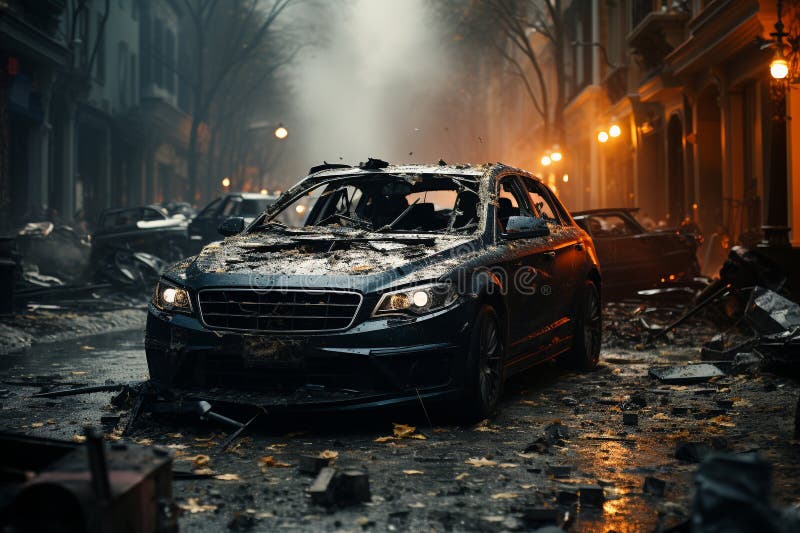 Devastating Car Crash, Showcasing the Wreckage and Chaos. Ai Generated ...