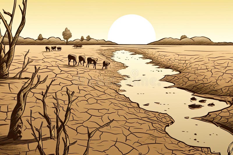 Devastating Drought Illustration. Generative AI Stock Illustration ...