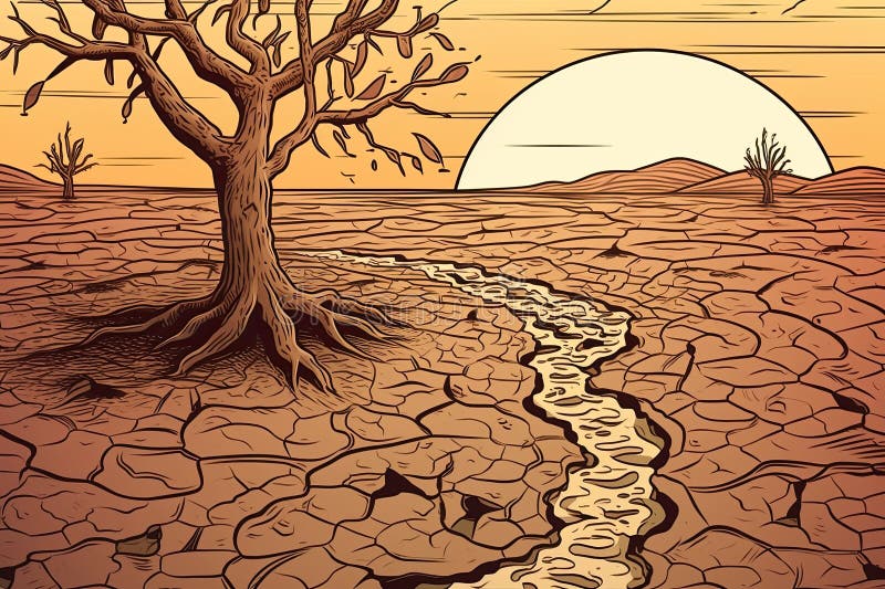 Devastating Drought Illustration. Generative AI Stock Illustration ...