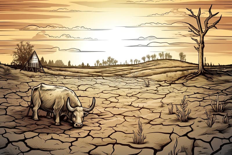 Devastating Drought Illustration. Generative AI Stock Illustration ...