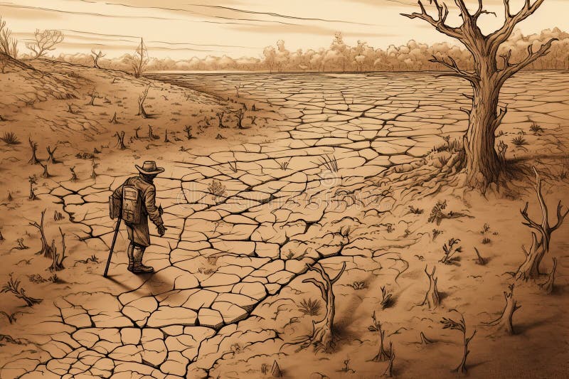 Devastating Drought Illustration. Generative AI Stock Illustration ...